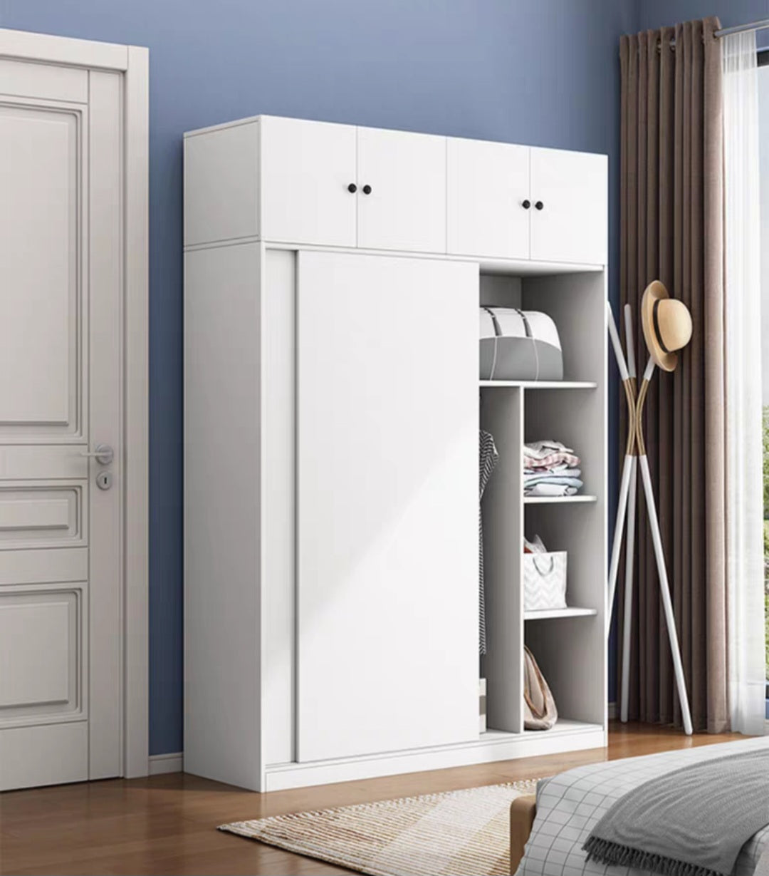 GY 2876 Solid wood sliding door wardrobe for small apartments